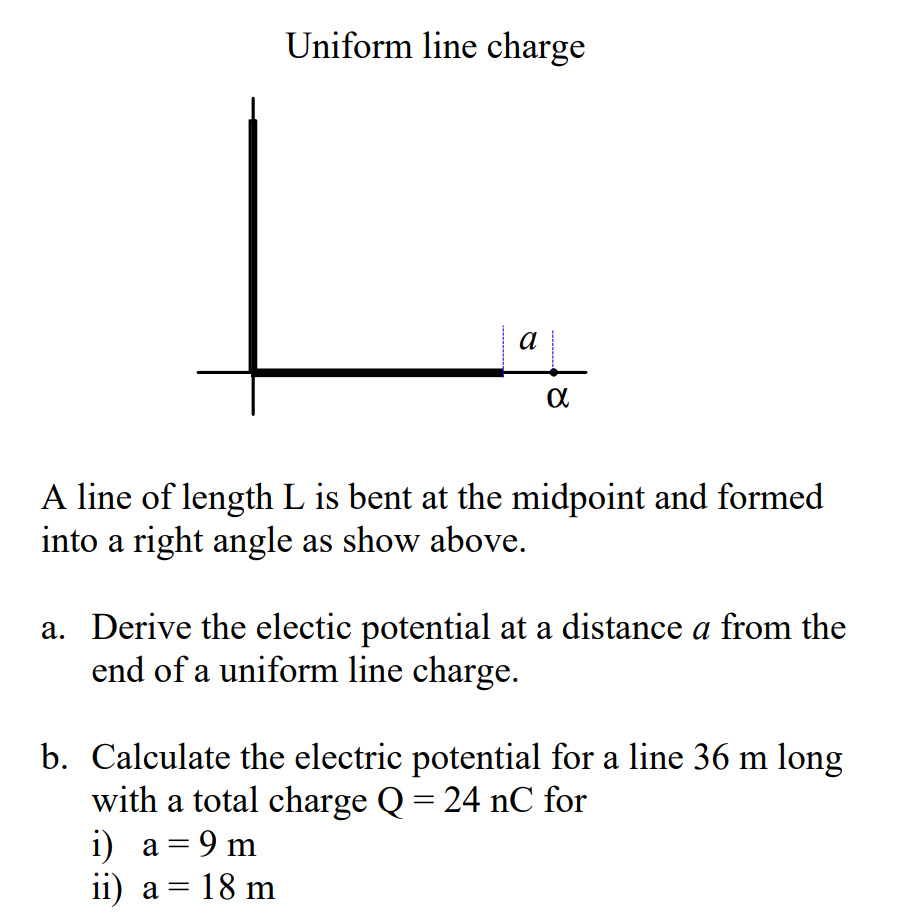 Solved Uniform line charge A line of length L is bent at the | Chegg.com