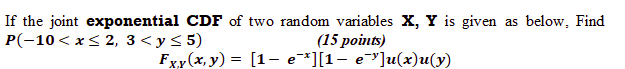 Solved If the joint exponential CDF of two random variables | Chegg.com