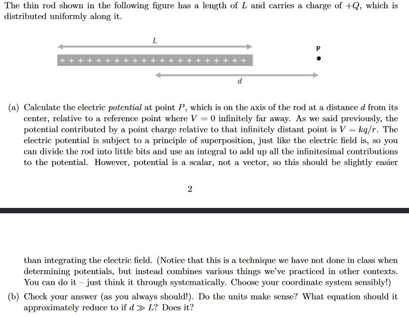 Solved The thin rod shown in the following figure has a | Chegg.com