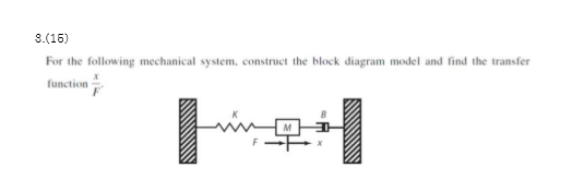 Solved 8.(16) For the following mechanical system, construct | Chegg.com