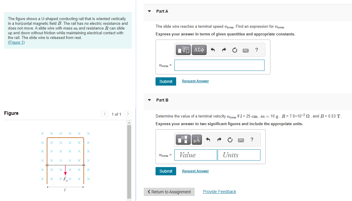 Solved The figure shows a U-shaped conducting rail that is | Chegg.com