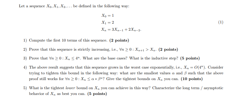 Solved Let a sequence Xo, X1,X2,... be defined in the | Chegg.com