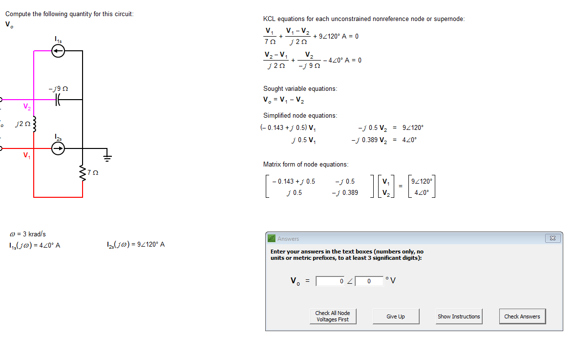 Solved Compute the following quantity for this circuit: KCL | Chegg.com