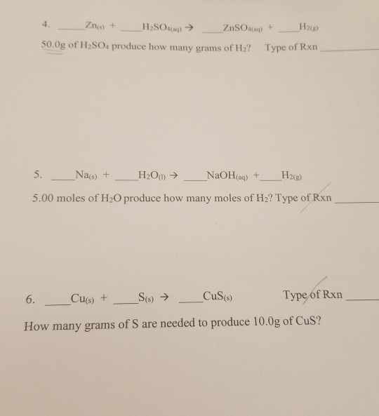 Solved 4. Zn(s) + H2SO4(aq) → ZnSO4(0) + H2 50.0g of H2SO4 | Chegg.com