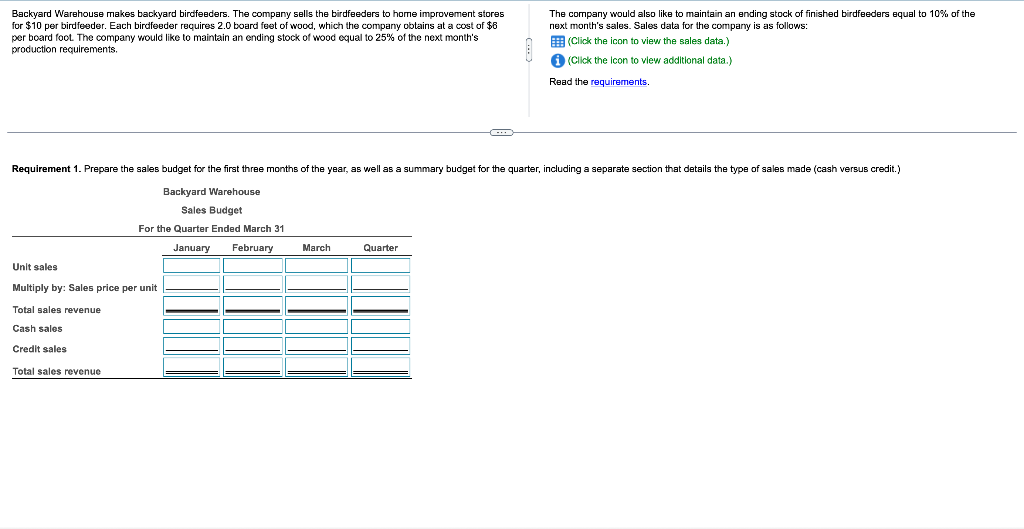Solved Requirements Data table More info Prepare the | Chegg.com