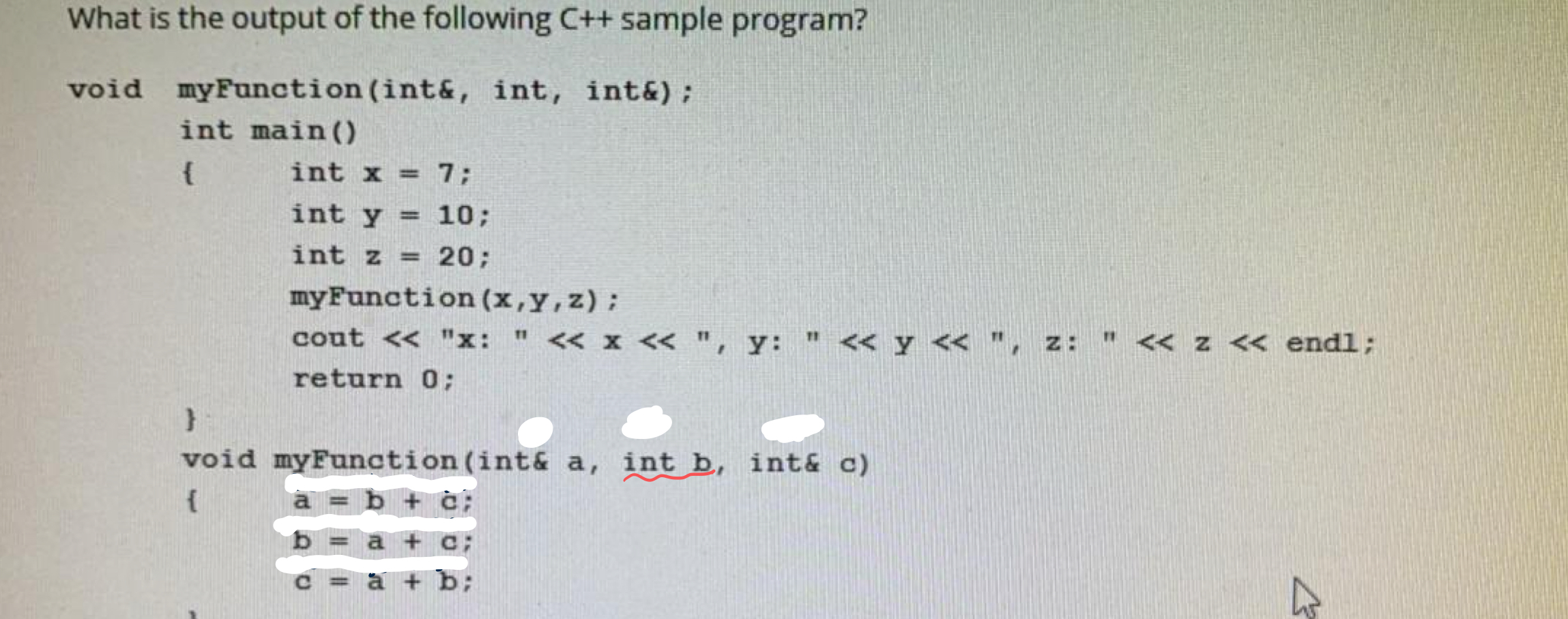Solved What is ﻿the output of ﻿the following C++ ﻿sample | Chegg.com