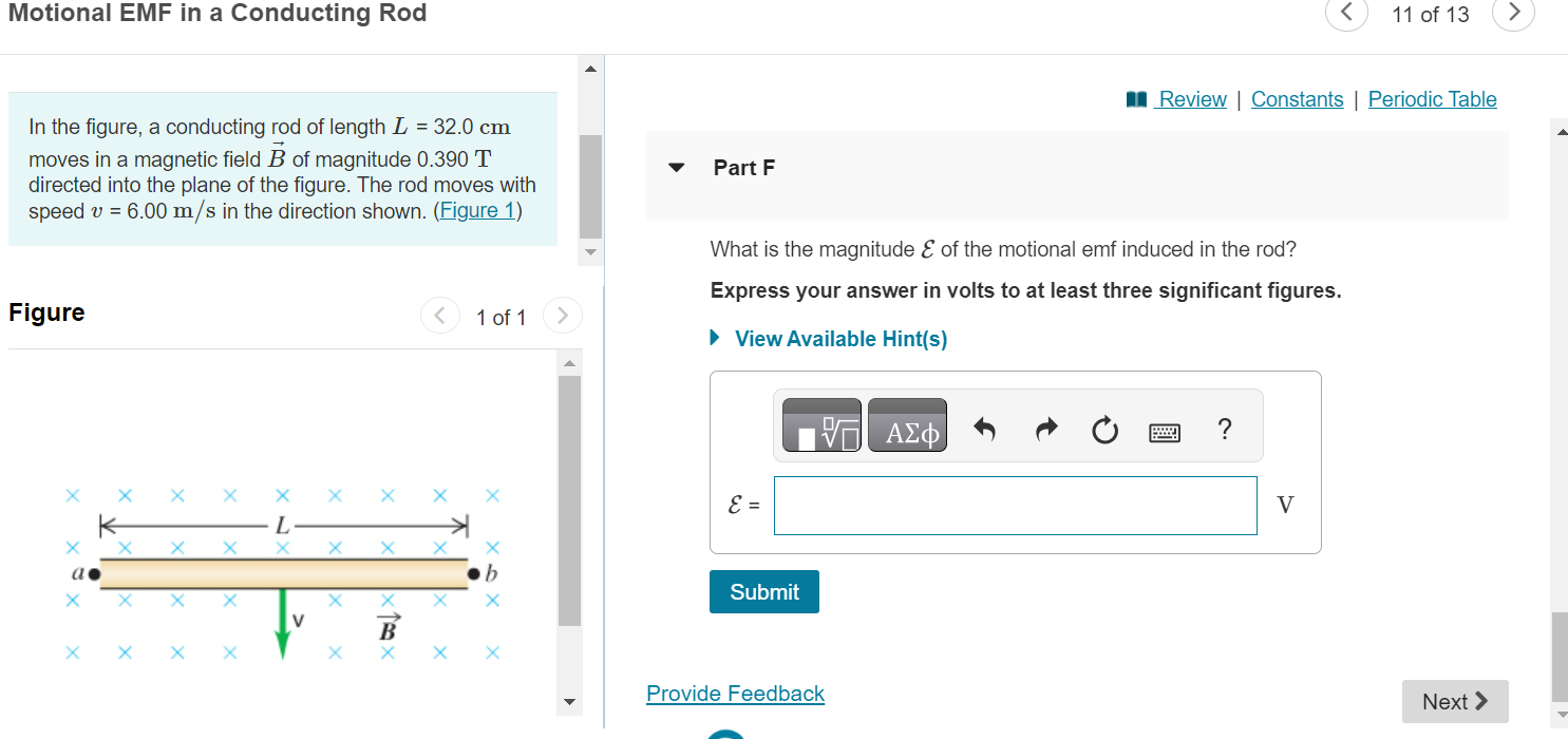 Solved Motional EMF in a Conducting Rod In the figure, a | Chegg.com