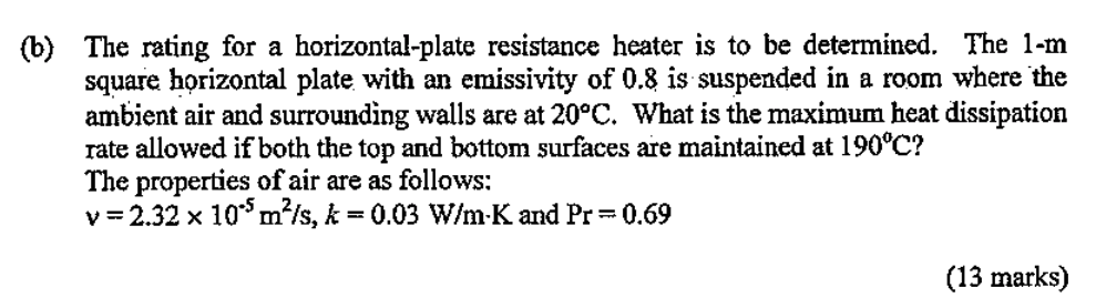 Solved b) The rating for a horizontal-plate resistance | Chegg.com