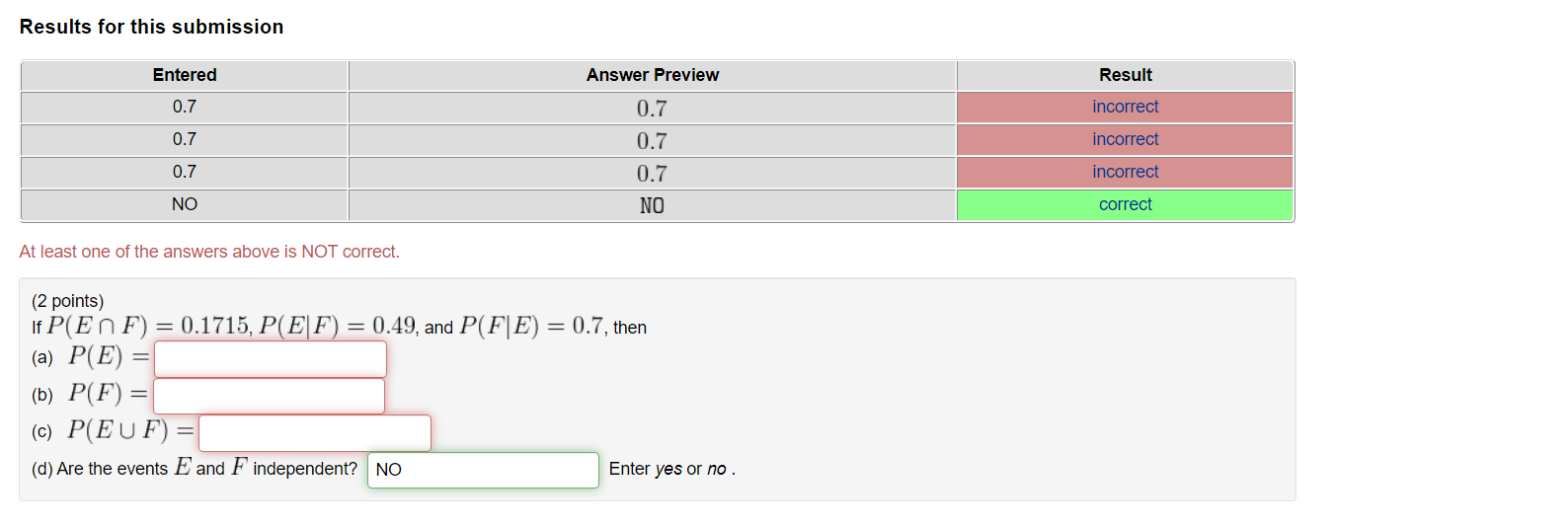 Solved Results for this submission Entered Answer Preview | Chegg.com
