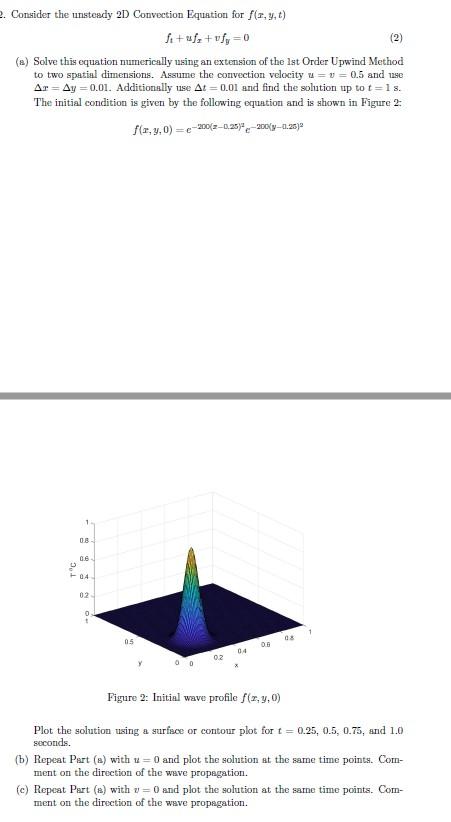 2. Consider the unsteady 2D Convection Equation for | Chegg.com