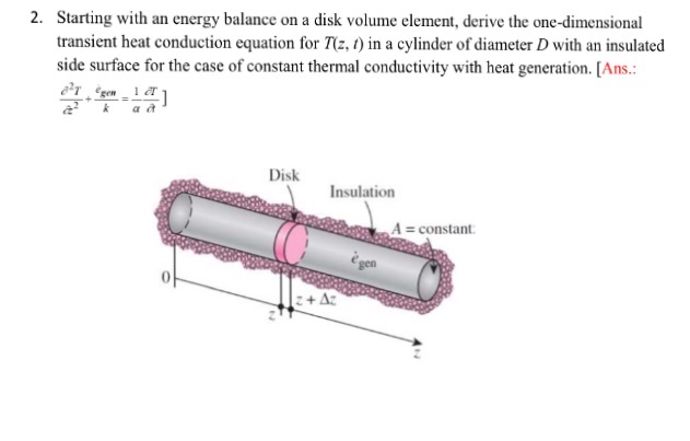 Solved Starting with an energy balance on a disk volume | Chegg.com