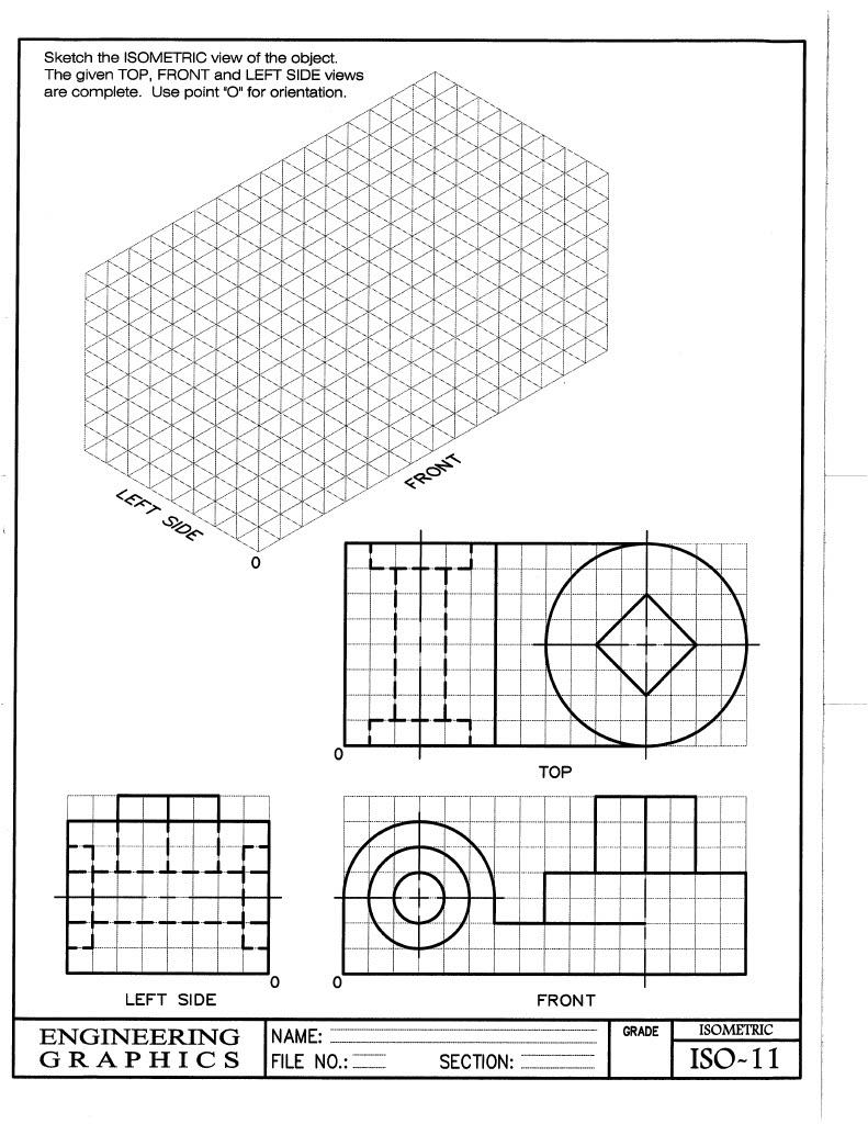 Solved Sketch the ISOMETRIC view of the object. The given | Chegg.com