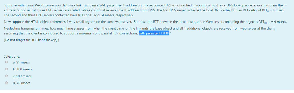 Solved Suppose within your web browser you click on a link | Chegg.com