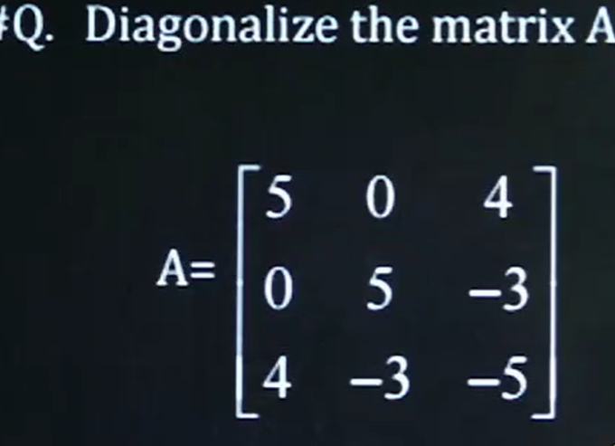Solved Q. ﻿Diagonalize the matrix AA=[50405-34-3-5] | Chegg.com