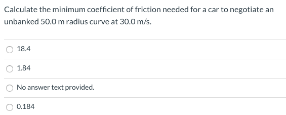 Solved Calculate the minimum coefficient of friction needed | Chegg.com