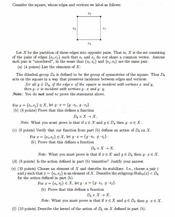 Consider the square, whose edges and vertices we | Chegg.com