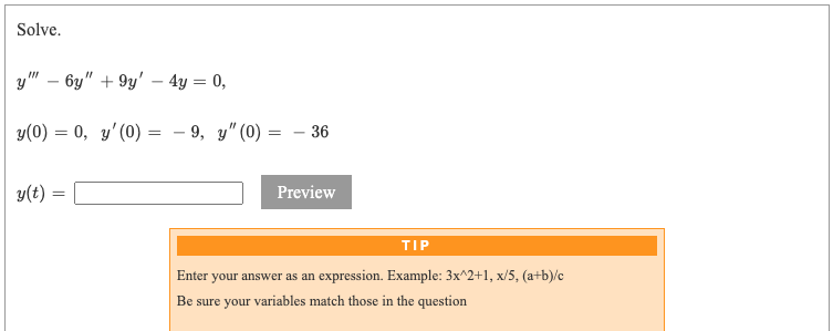 Solved Solve. y′′′−8y′′+11y′+20y=0y(0)=4,y′(0)=24,y′′(0)=106 | Chegg.com