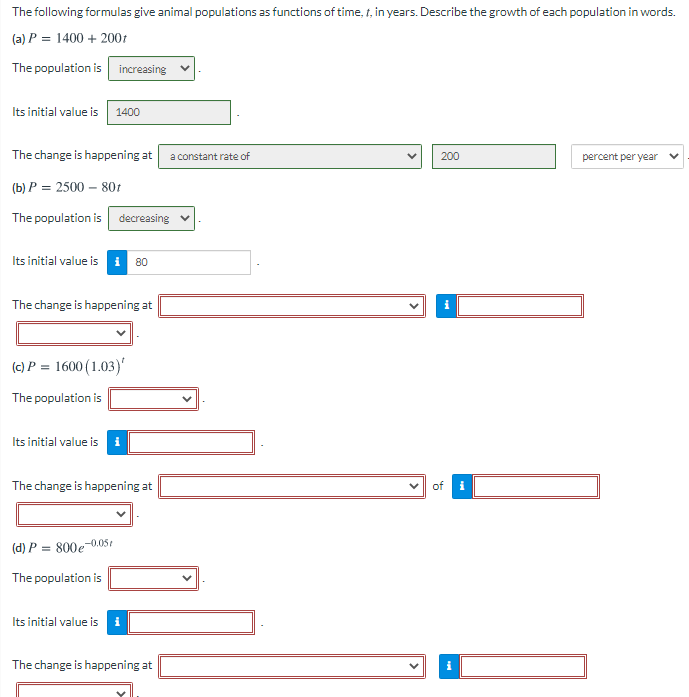 Solved The following formulas give animal populations as | Chegg.com