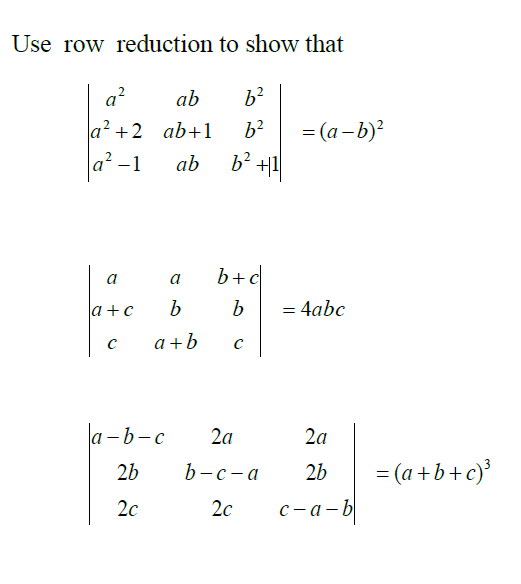 Solved Use row reduction to show that | Chegg.com