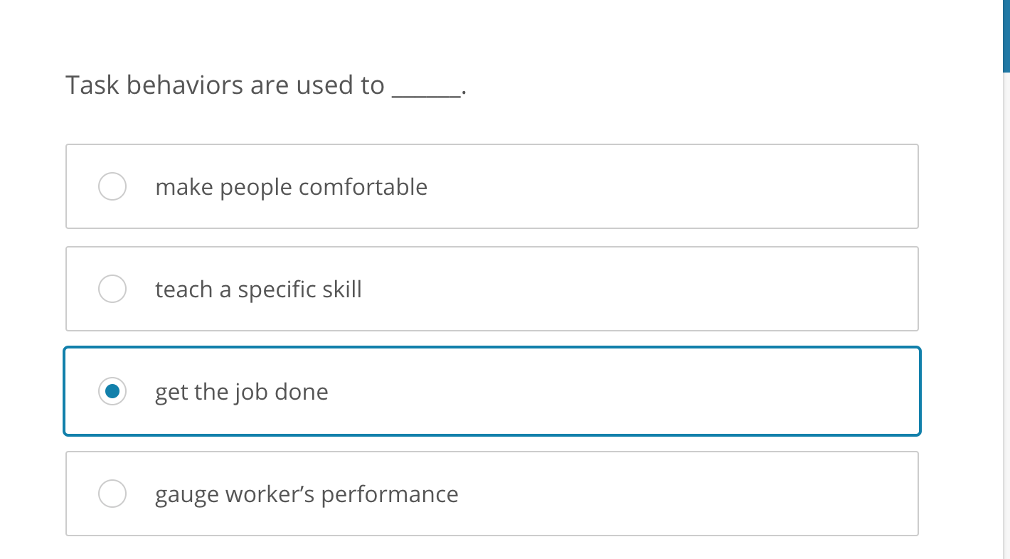 Solved Task behaviors are used to make people comfortable | Chegg.com