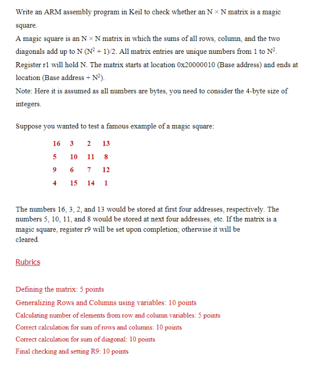 Solved Write an ARM assembly program in Keil to check | Chegg.com
