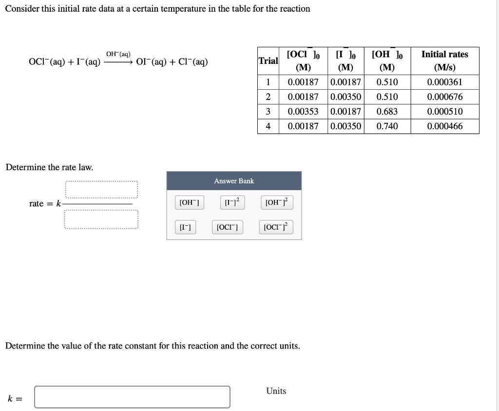 Solved Consider This Initial Rate Data At A Certain