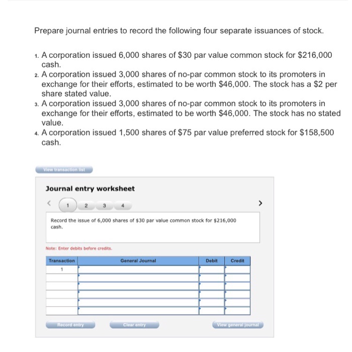 Solved Prepare journal entries to record the following four | Chegg.com
