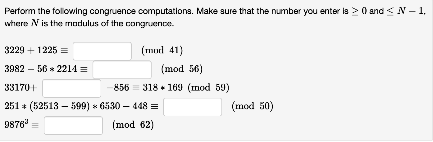 Solved Perform the following congruence computations. Make | Chegg.com