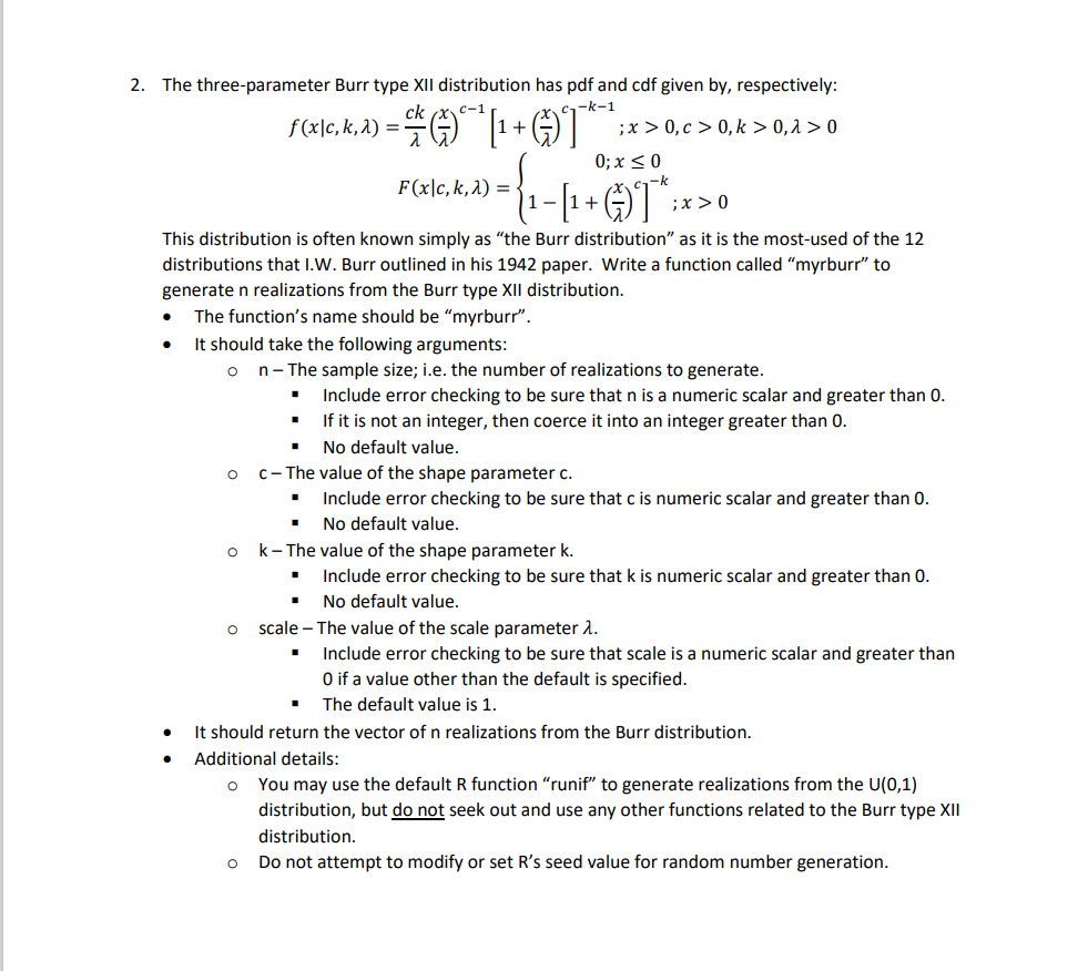 2 The Three Parameter Burr Type Xii Distribution Has