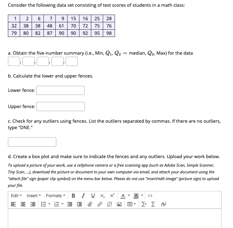 Solved Consider The Following Data Set Consisting Of Test