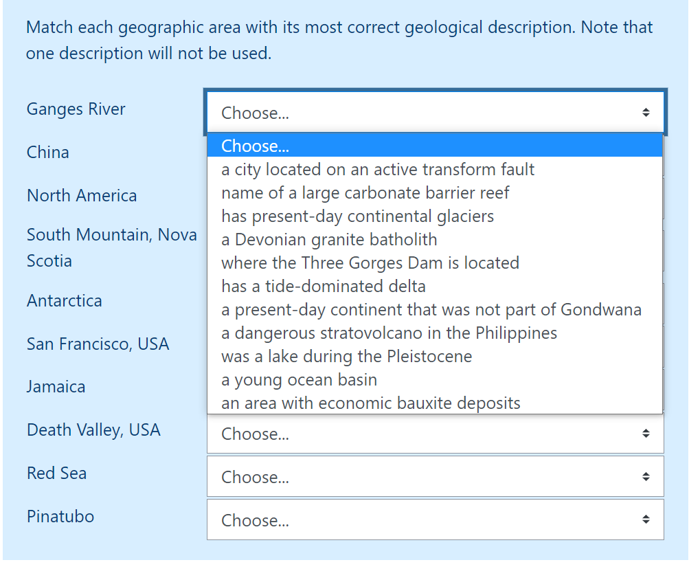 Solved Match each geographic area with its most correct | Chegg.com