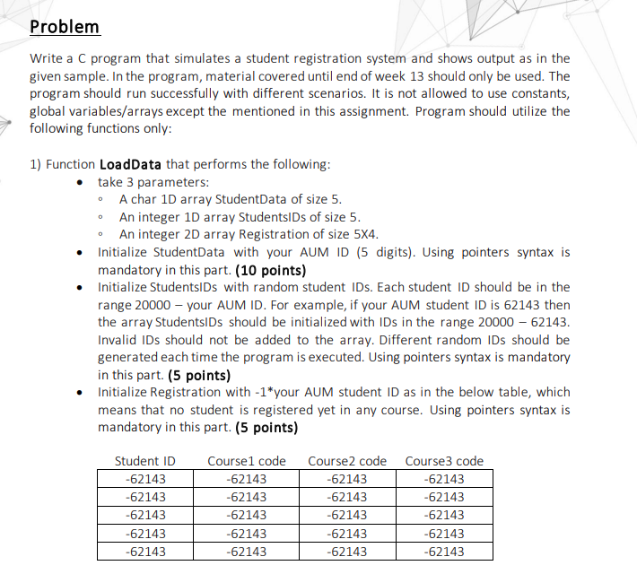 Solved Problem Write a C program that simulates a student | Chegg.com