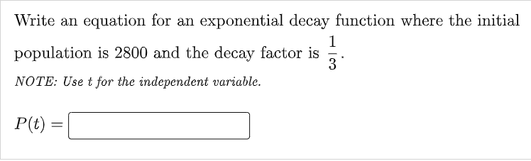 Solved Write an equation for an exponential decay function | Chegg.com
