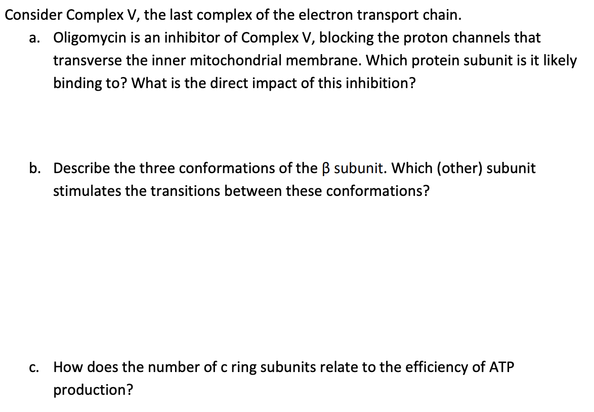 Solved Consider Complex V, the last complex of the electron | Chegg.com