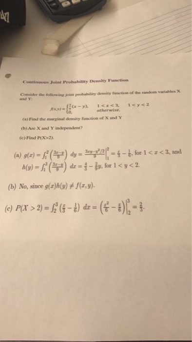 Solved Continuous Joint Probability Density Function | Chegg.com