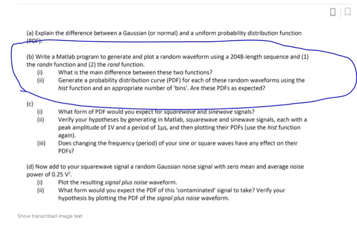 (a) Explain the difference between a Gaussian (or | Chegg.com