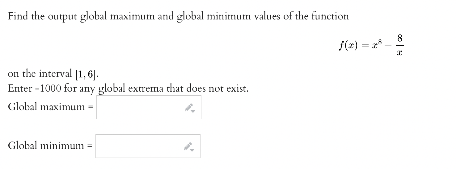 Solved Find the output global maximum and global minimum | Chegg.com