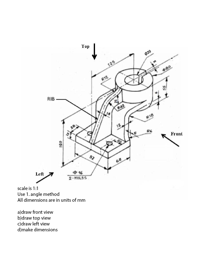 Solved scale is 1:1 Use 1. angle method All dimensions are | Chegg.com