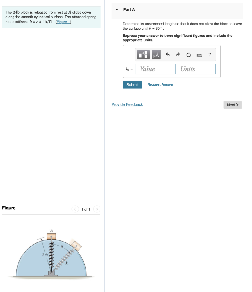 Solved The 2-lb block is released from rest at A slides down | Chegg.com