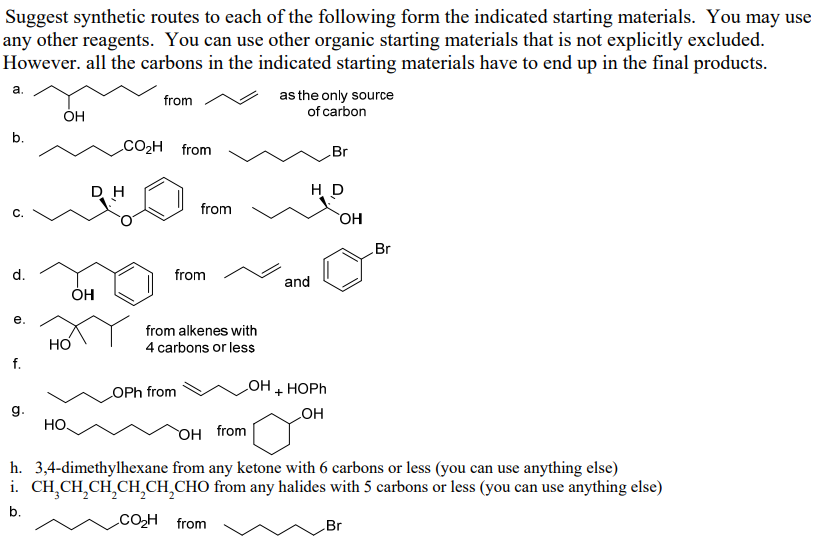 Solved Suggest synthetic routes to each of the following | Chegg.com
