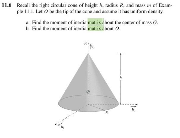 Solved 1.6 Recall the right circular cone of height h, | Chegg.com