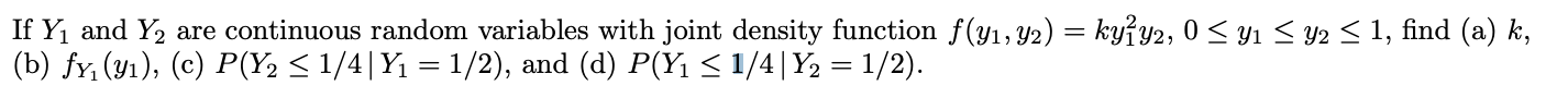 If Y1 and Y2 are continuous random variables with | Chegg.com