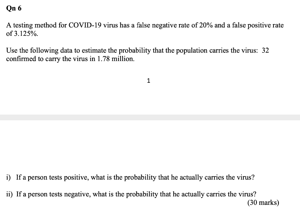 Solved On 6 A testing method for COVID-19 virus has a false | Chegg.com