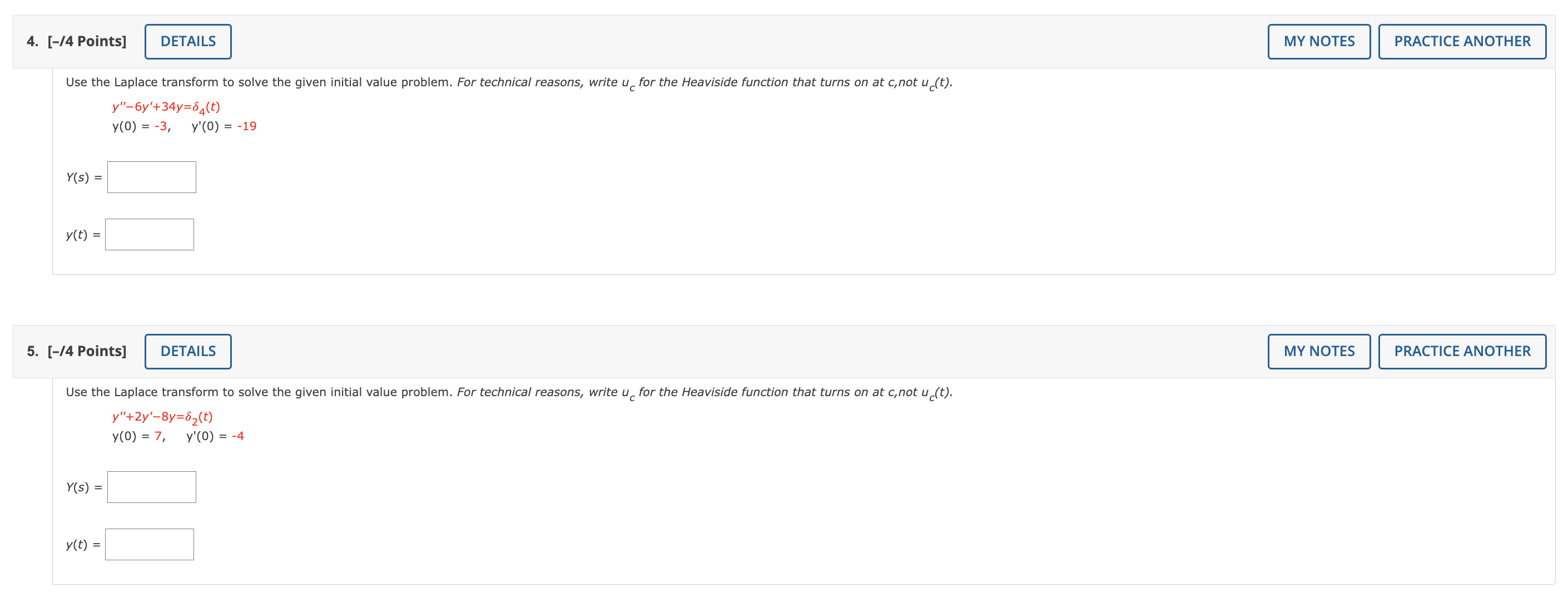 Solved 4. [-74 Points] DETAILS MY NOTES PRACTICE ANOTHER u | Chegg.com