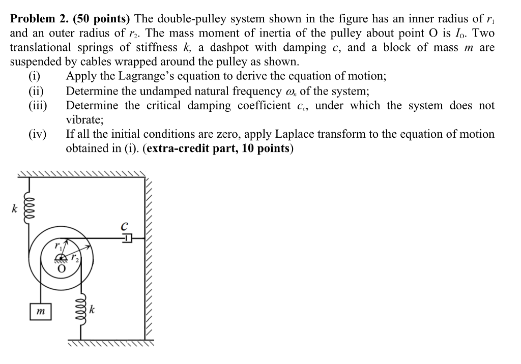 Solved Problem 2. (50 points) The double-pulley system shown | Chegg.com