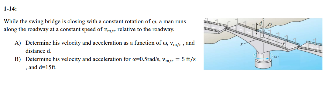 Solved 1-14: While the swing bridge is closing with a | Chegg.com