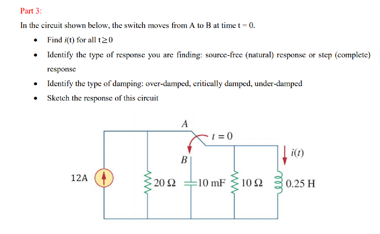 Solved Part 3: In the circuit shown below, the switch moves | Chegg.com