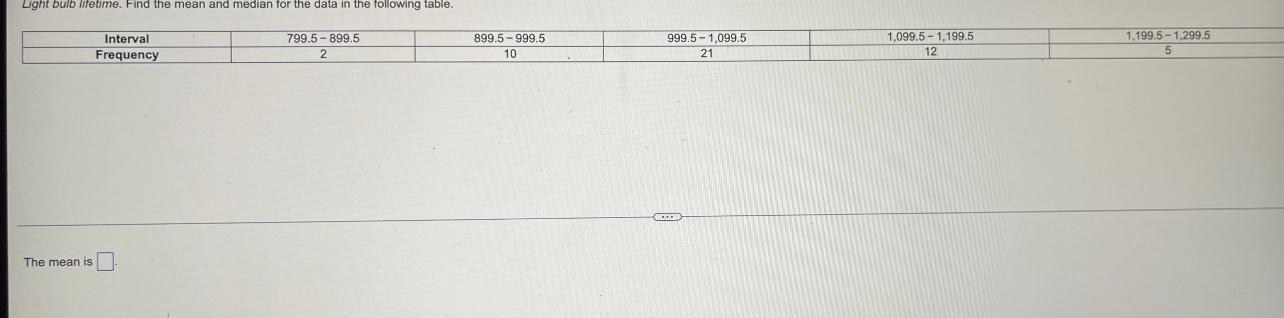 Solved Light Bulb Lifetime Find The Mean And Median For The