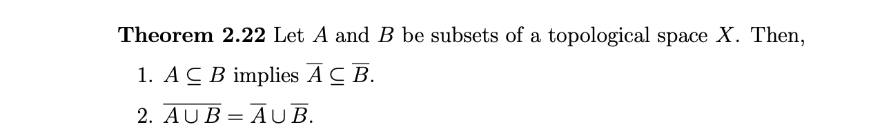 Solved Theorem 2.22 Let A and B be subsets of a topological | Chegg.com