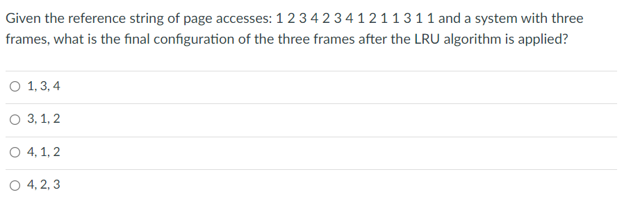 Solved Given the reference string of page accesses: 1 2 3 4 | Chegg.com